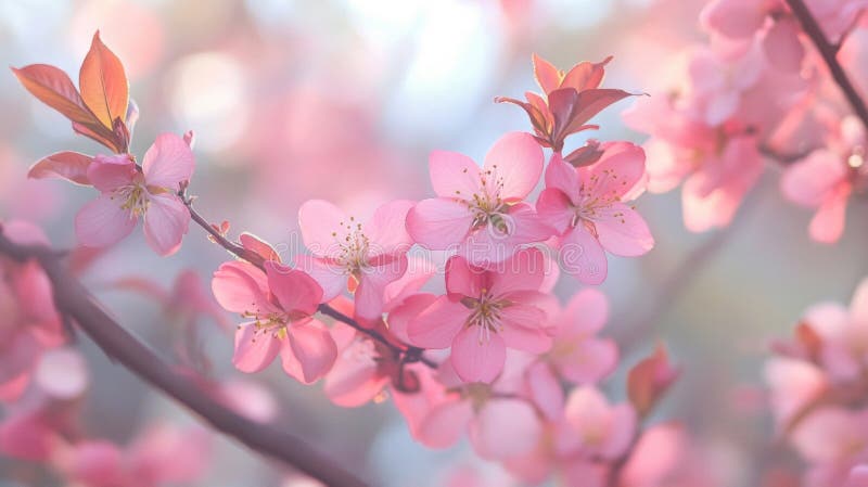 Soft Pink Cherry Blossoms in Spring Sunlight Stock Illustration ...
