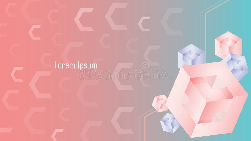 Soft Pink Color Background with Bright Crystal Cubes on Frame. Space ...