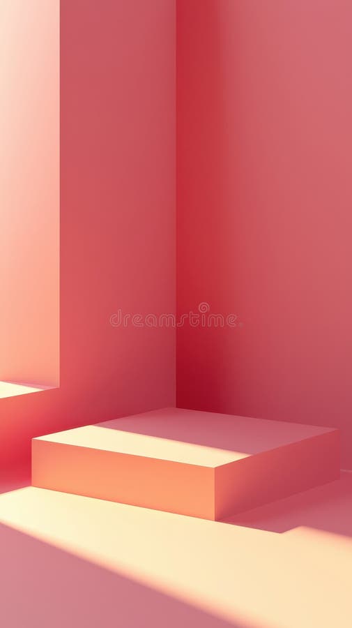Soft Pink 3D Space with Shadows and Design Elements Stock Illustration ...