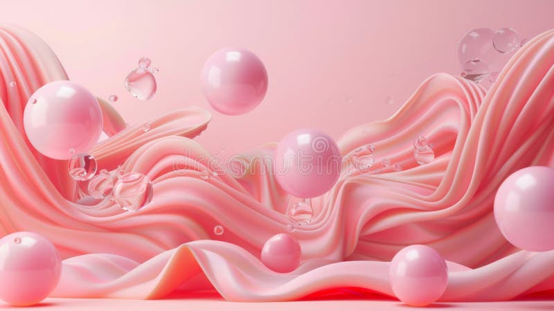 Soft Pink Fabric and Bubbles Creating a Whimsical Abstract Scene Stock ...