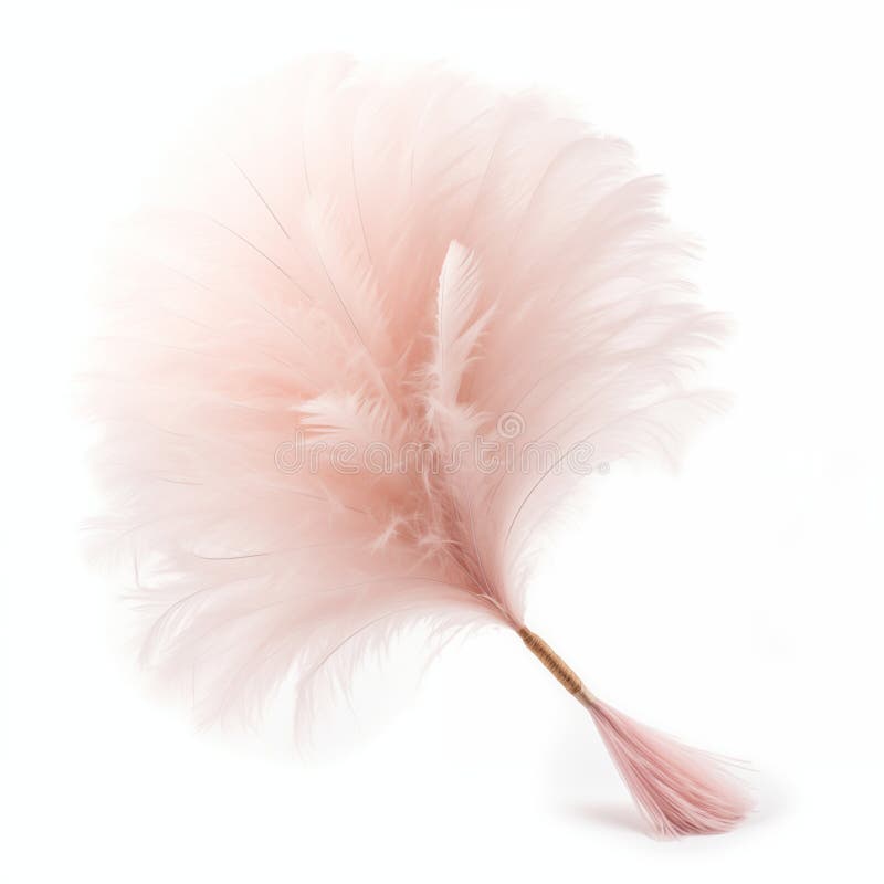 Soft Pink Feather Duster with Fluffy Texture on White Background Stock ...