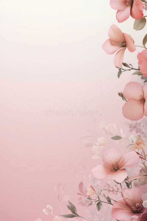 Soft Pink Floral Wallpaper with Delicate Flowers and Gradient ...