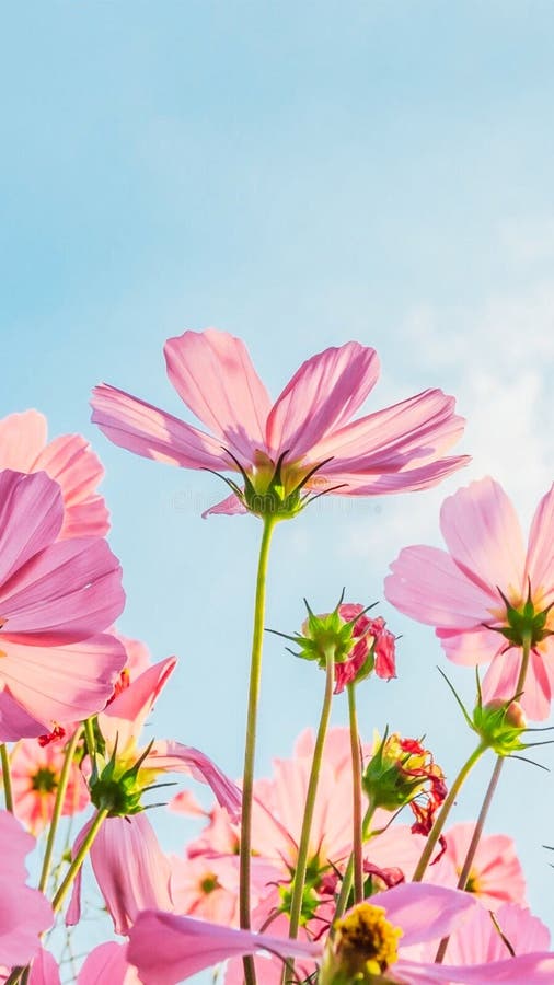 Soft Pink Flowers in the Daylight View Stock Illustration ...