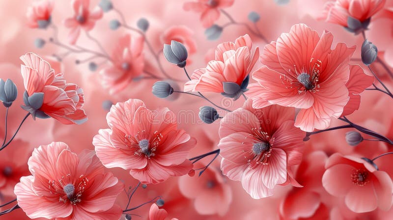 Soft Pink Flowers Bloom in a Dreamy, Abstract Setting Stock ...