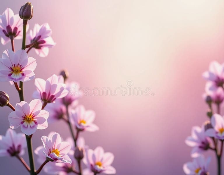 Soft Pink Flowers Bloom Gracefully, Illuminated by a Warm, Diffused ...