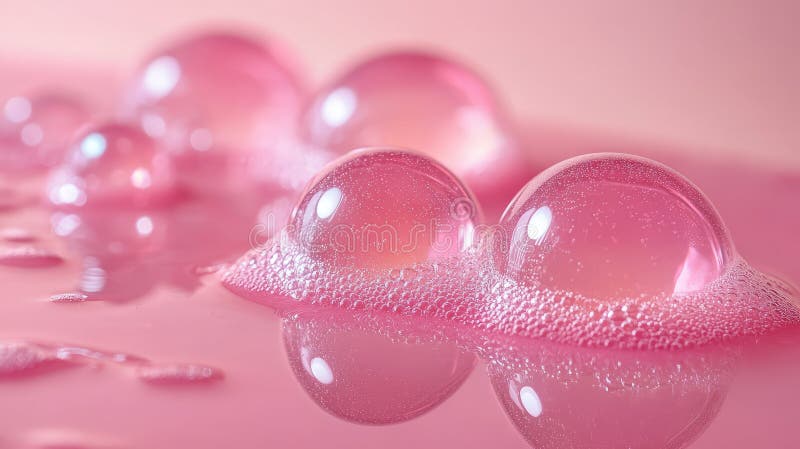 Soft Pink Gel on Reflective Surface in Gentle Pink Background Stock ...