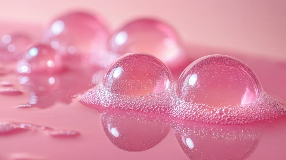 Soft Pink Gel on Reflective Surface in Gentle Pink Background Stock ...