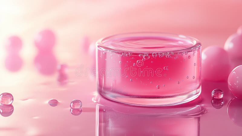 Soft Pink Gel on Reflective Surface in Gentle Pink Background Stock ...