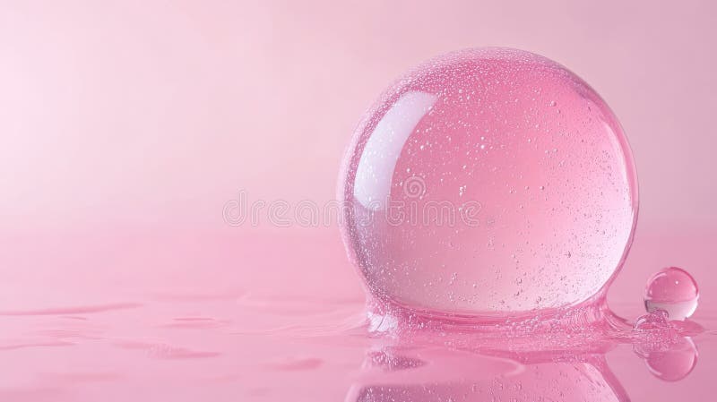 Soft Pink Gel on Reflective Surface in Gentle Pink Background Stock ...