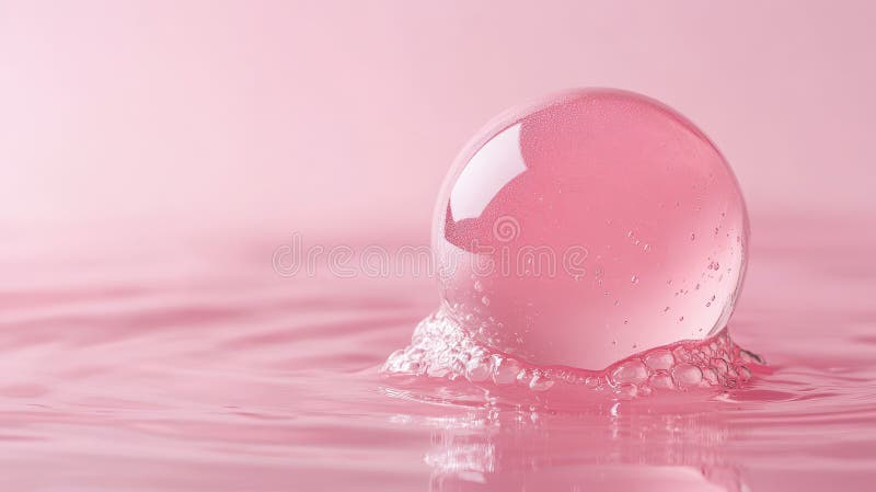 Soft Pink Gel on Reflective Surface in Gentle Pink Background Stock ...