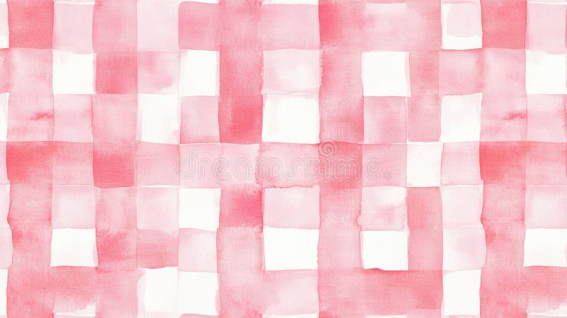 Soft Pink Gingham Watercolor Pattern HandDrawn Checkered Background for ...