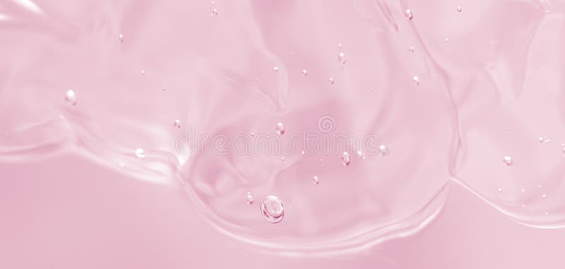 Soft Pink Liquid Texture with Bubbles. Moisturizing Fluid Macro Shot ...