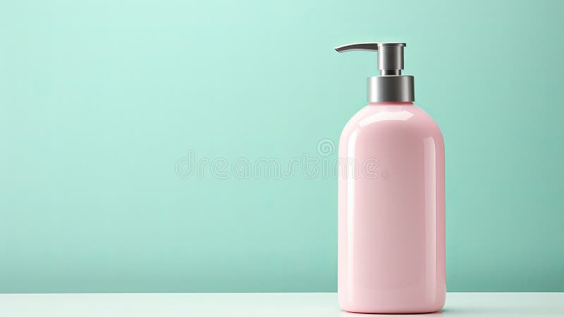Soft Pink Lotion Bottle Against a Serene Mint Green Backdrop ...