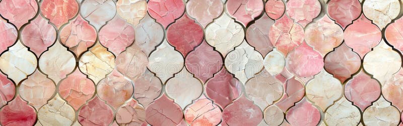 Soft Pink Mosaic Tile Wall Texture with Moroccan Arabesque Pattern ...