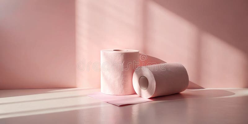 Soft Pink Paper Rolls in Gentle Sunlight on Pale Surface. Generative AI ...