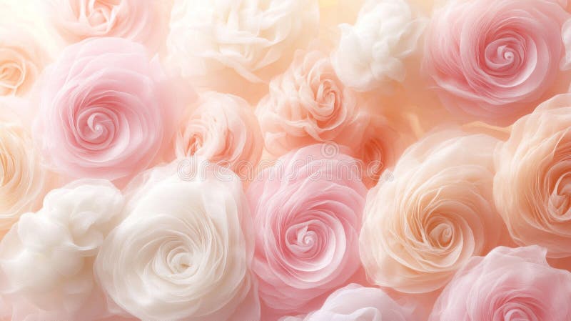 Soft Pink and Peach Roses Floral Background Stock Illustration ...
