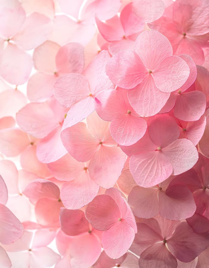 Soft Pink Petals of Hydrangea Flowers Overlapping Each Other, Creating ...