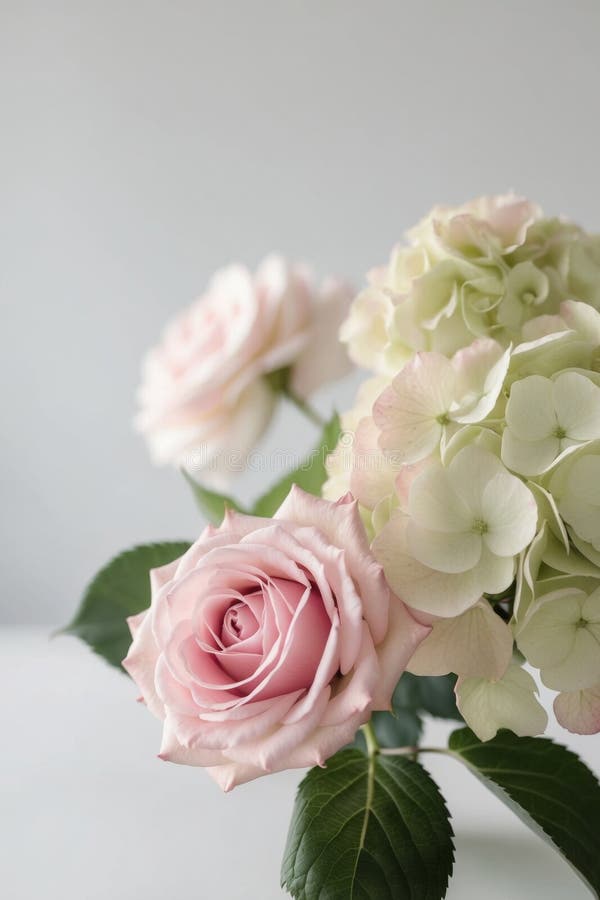 Soft Pink Rose and Hydrangea Blossoms a Study in Floral Textures and ...
