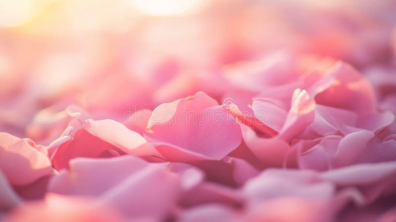 Soft Pink Rose Petals Scattered on Ground in Warm Light Stock ...