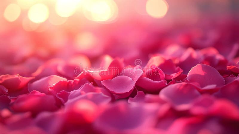 Soft Pink Rose Petals at Sunset Romantic Background Stock Illustration ...