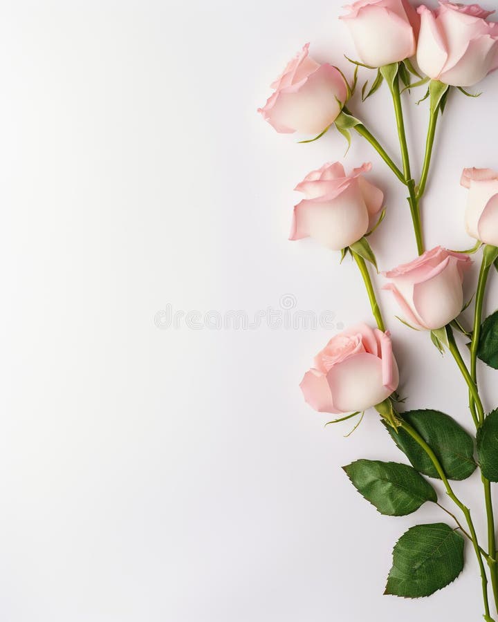 Soft Pink Roses on Clean White Background Stock Illustration ...