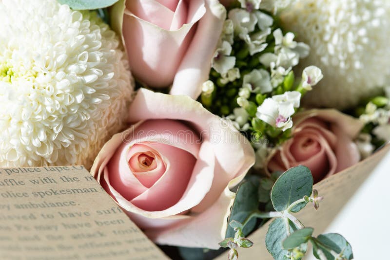 Soft Pink Roses Gathered in Bouquet. Stock Image - Image of fresh ...