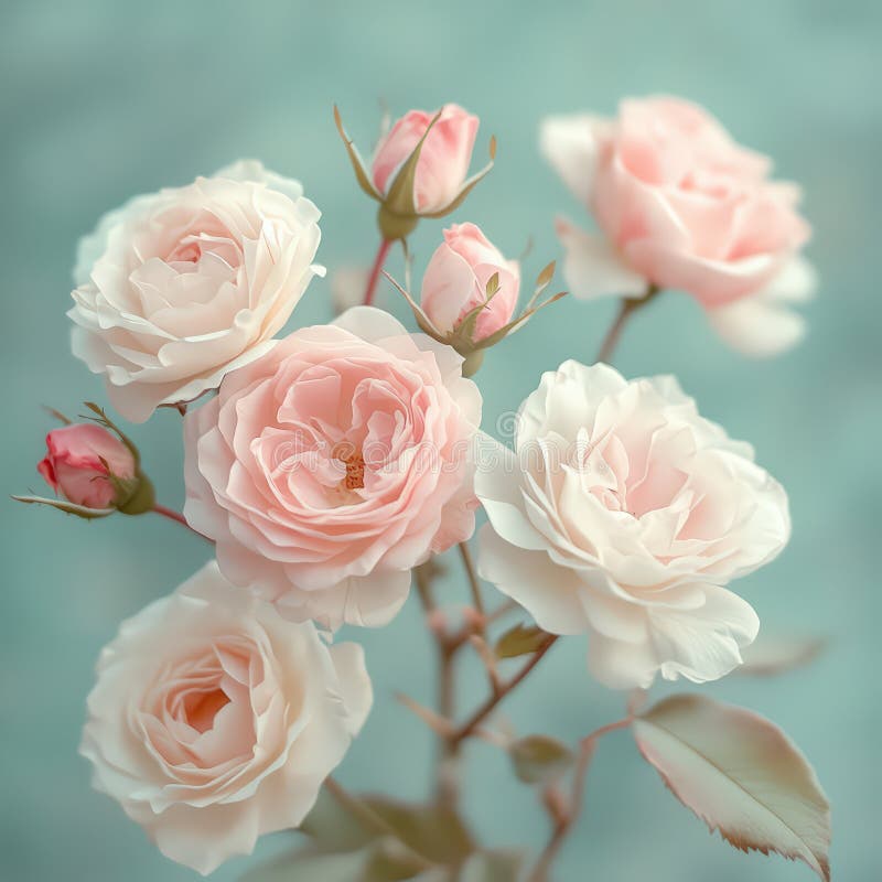 Soft Pink Roses on a Gentle Background in Natural Light Stock ...