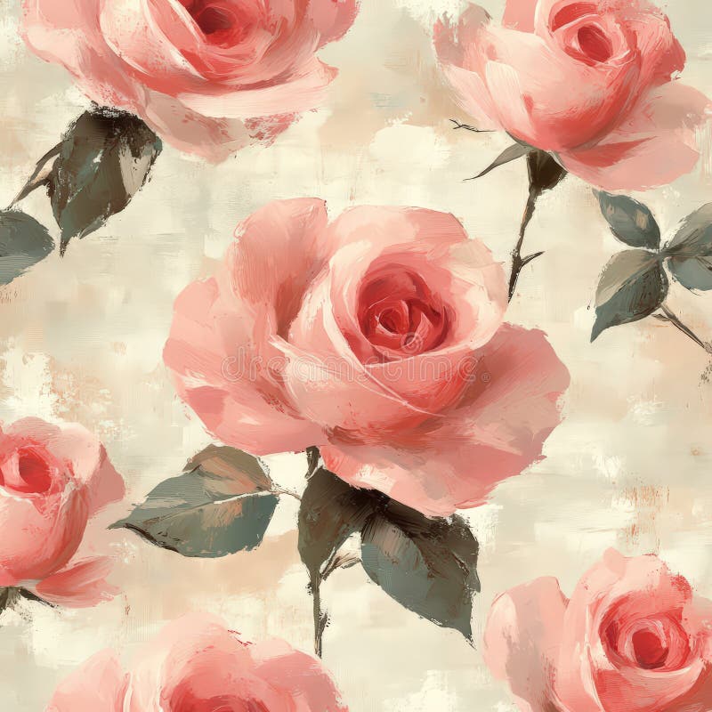 Soft Pink Roses Pattern on Cream Background for Elegant Decor Stock ...