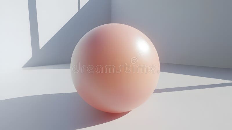 Soft Pink Sphere in Minimalistic Interior Setting Stock Illustration ...