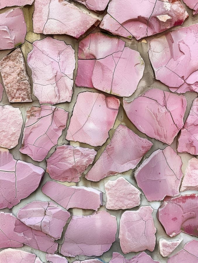 Soft Pink Stone Wall with Natural Cracks and Varied Textures. Stock ...