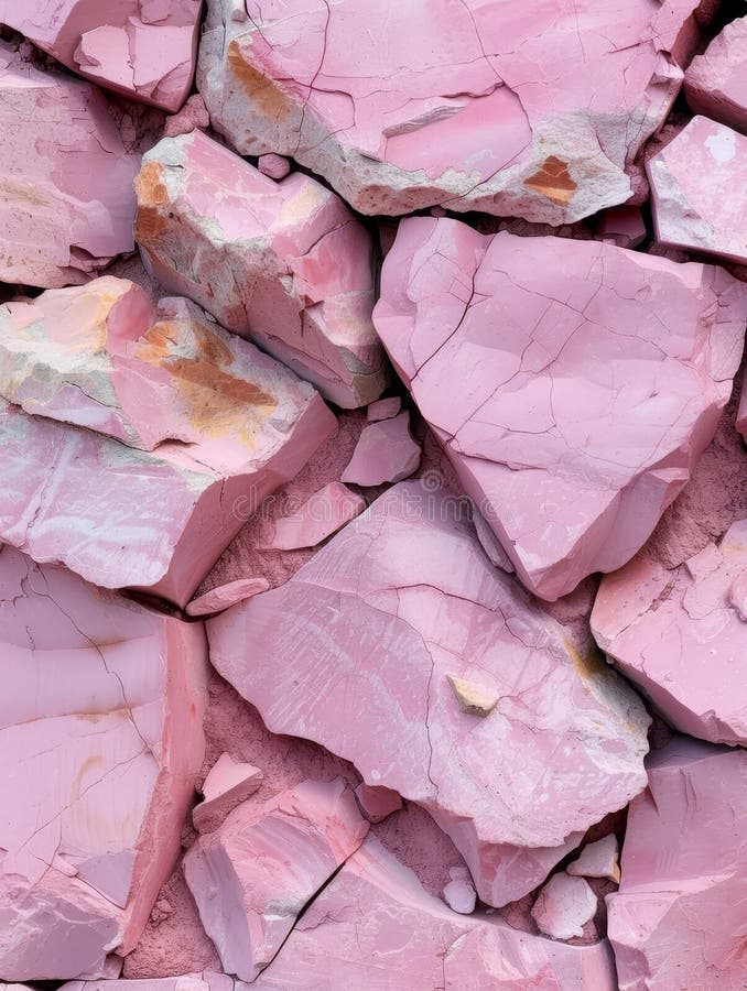 Soft Pink Stone Wall with Natural Cracks and Varied Textures. Stock ...