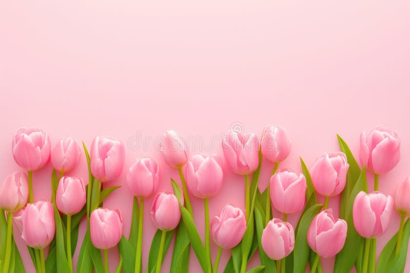 Soft Pink Tulips Banner Template. Stock Illustration - Illustration of ...