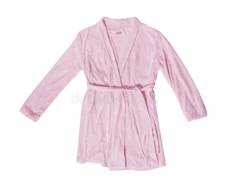 Soft Pink Velour Bathrobe Isolated on White Stock Image - Image of pink ...