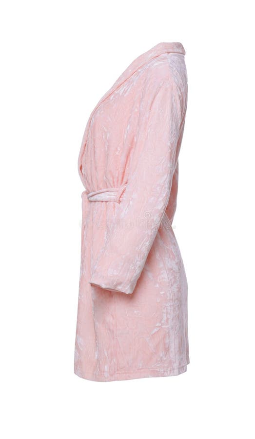 Soft Pink Velour Bathrobe Isolated on White, Side View Stock Photo ...