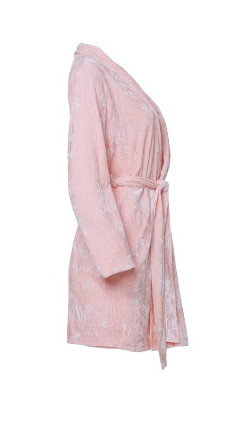 Soft Pink Velour Bathrobe Isolated on White, Side View Stock Photo ...