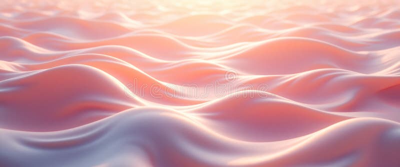 Soft Pink Waves Background: Abstract 3D Render with Golden Light Stock ...