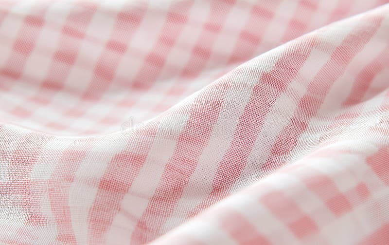 Soft Pink and White Checkered Fabric Draped Elegantly on a Surface ...