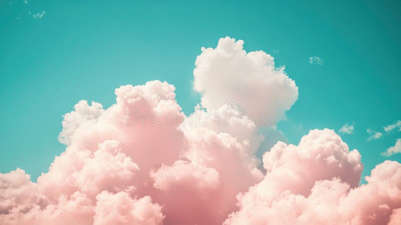 Soft Pink and White Clouds Against a Bright Turquoise Sky Stock ...