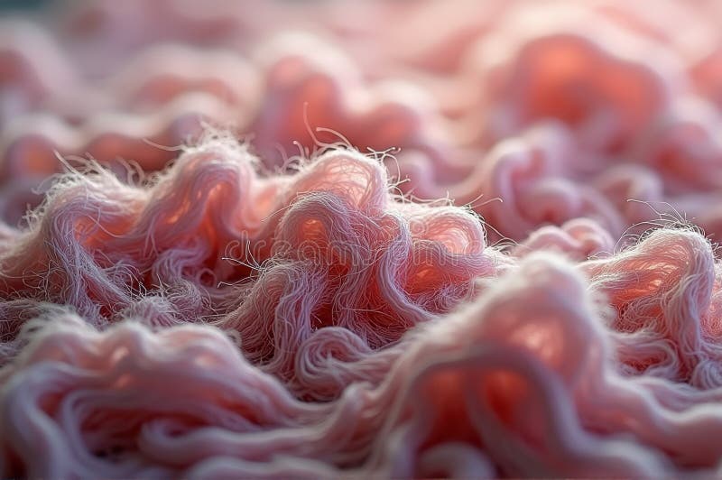 Soft Pink Yarn Texture with Intricate Loops and Waves in Close-up View ...