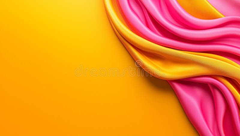 Soft Pink and Yellow Fabric Draped Over Vibrant Yellow Background ...