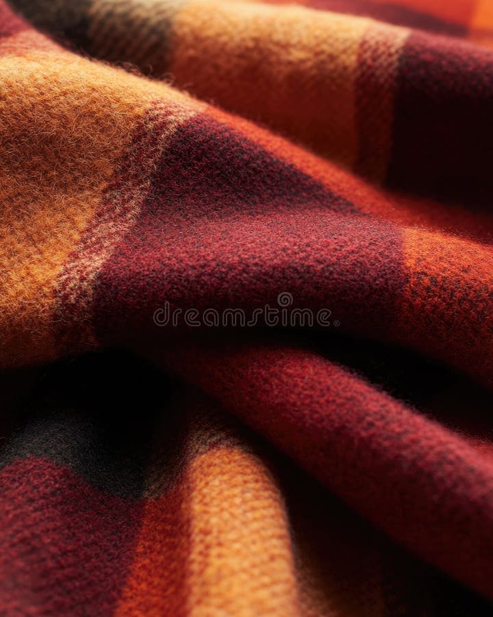 Soft, Plaid Autumn Blanket, Warm Colors of Red and Orange Stock Image ...