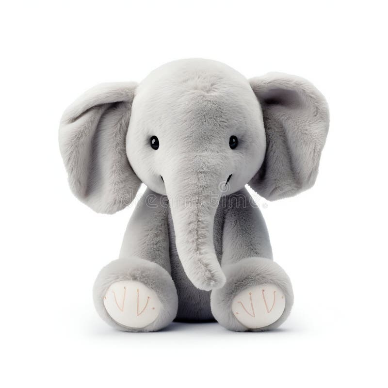 Soft Plush Elephant Isolated on White Background. Generative Ai Stock ...