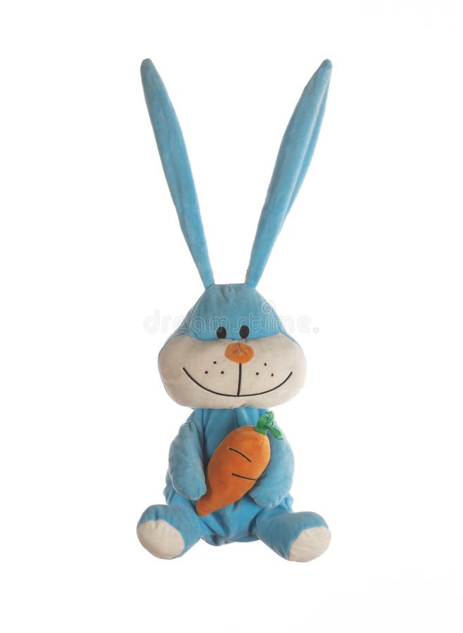 Soft Plush Rabbit Toy with Long Ears Isolated on Background Stock Photo ...