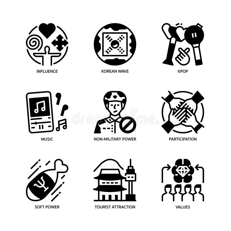 Soft Power Icons Set stock vector. Illustration of style - 249996243
