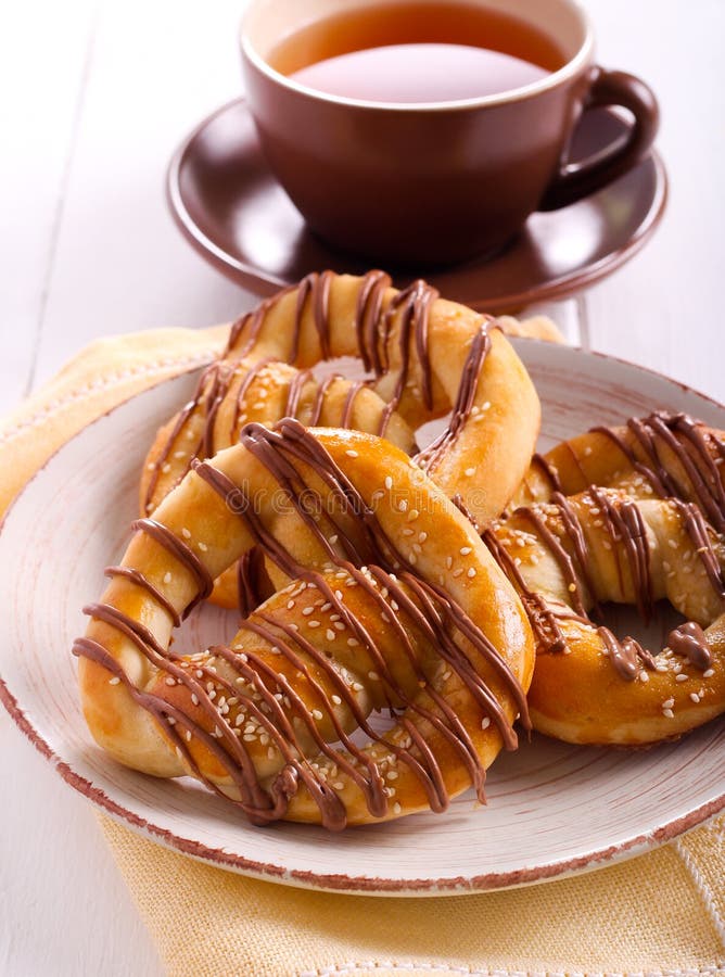 Soft Pretzels with Sesame Seeds Stock Image - Image of icing, homemade ...