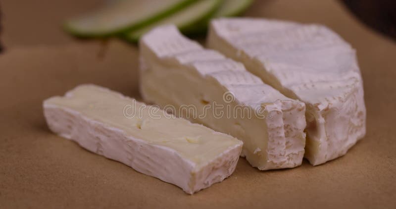 Soft Processed Cheese with White Mold on the Table Stock Footage ...