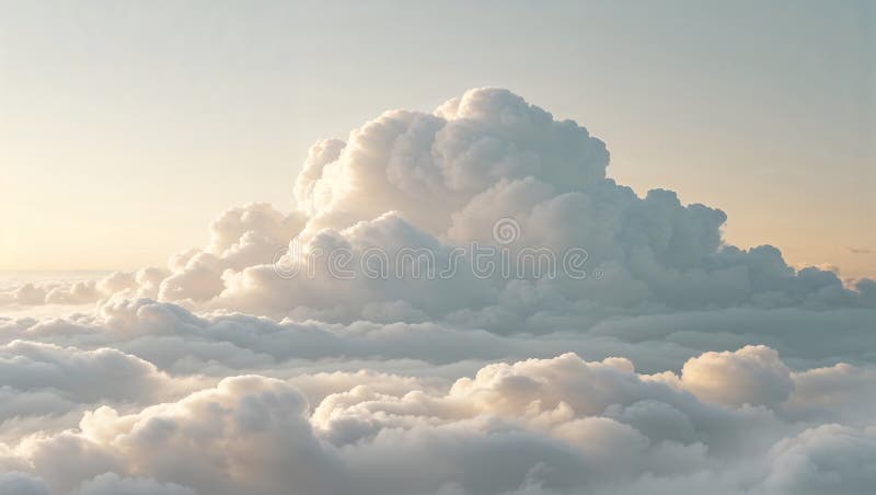 Soft Puffy White Clouds with Feathery Textures on a Pure Sky Stock ...