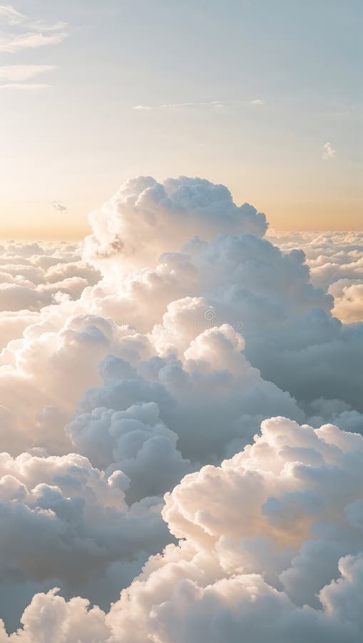 Soft Puffy White Clouds with Feathery Textures on a Pure Sky Stock ...