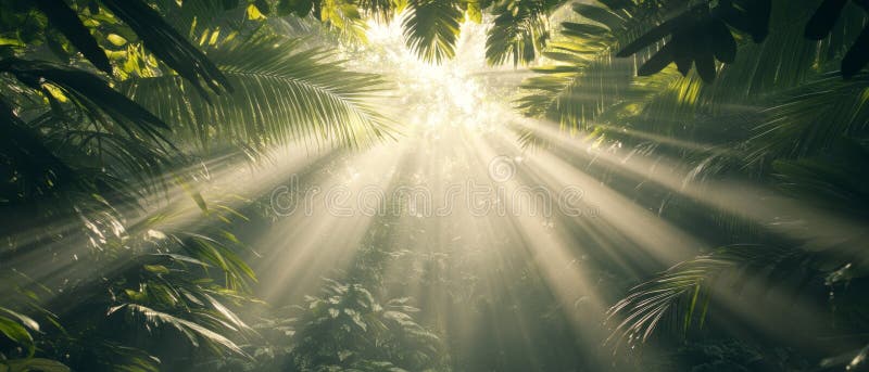 Soft Rays of Sunlight Illuminate the Dense Greenery of a Tropical ...