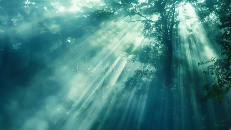 Soft Rays of Sunlight Peek through the Canopy of Emerald and Sapphire ...